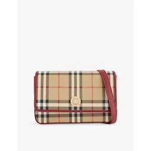 Burberry Hampshire Check Coated Canvas Top-handle Bag - Vntg Chk/ruby