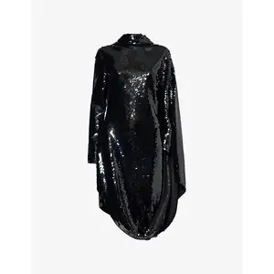 Stella McCartney Long-sleeve Sequin Draped Mini Dress
