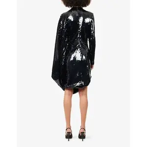 Stella McCartney Long-sleeve Sequin Draped Mini Dress