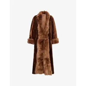 Nour Hammour Sima Shearling Maxi Coat - Toffee
