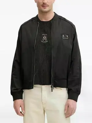Armani Exchange Logo-patch Bomber Jacket - Black