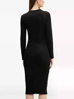 Armani Exchange Long-sleeve Ribbed Midi Dress - Black