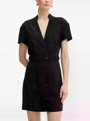 Armani Exchange Button Striped Mini Dress - Black