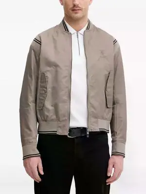 Armani Exchange Logo-embroidered Bomber Jacket - Neutrals