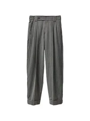 Versace Striped Pleated Trousers - Black
