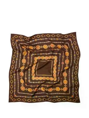 Versace Printed Silk Twill Scarf 90 Cm - Brown