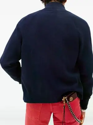 Versace Embroidered Jacquard Cotton Knit Zip Sweatshirt