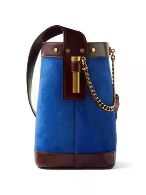 Versace Pivot Small Suede Bucket Bag - Blue