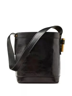Versace Pivot Small Leather Bucket Bag - Black