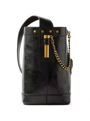 Versace Pivot Small Leather Bucket Bag - Black