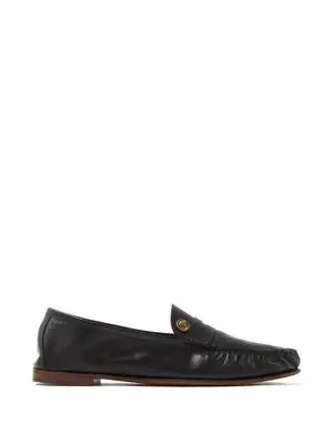 Versace Guanto Leather Driver Shoes - Black