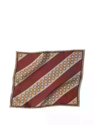 Versace Printed Silk Twill Pocket Square - Brown