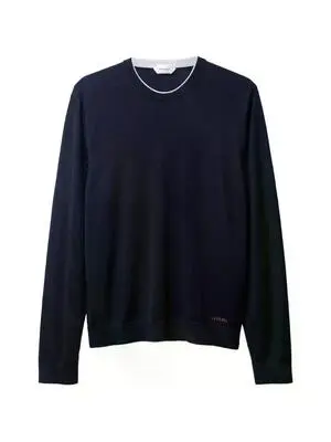 Versace Embroidered Wool Knit Crew-neck Sweater