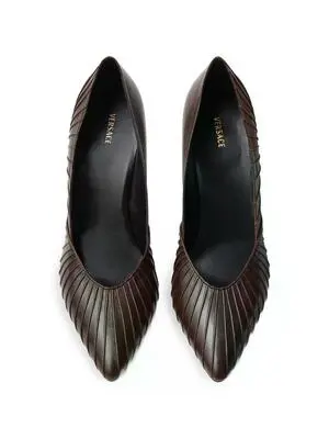 Versace Leather Pumps 90 Mm - Brown
