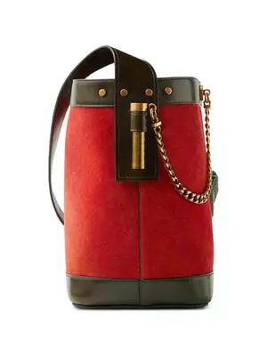 Versace Pivot Small Suede Bucket Bag - Red