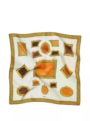 Versace Printed Silk Twill Scarf 70 Cm - Neutrals