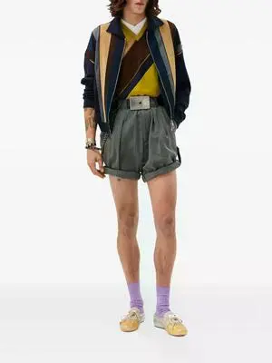 Versace Herringbone Wool Crêpe Formal Shorts