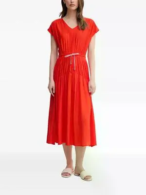 LA PETITE FRANÇAISE V-neck Midi Dress With Drawstring