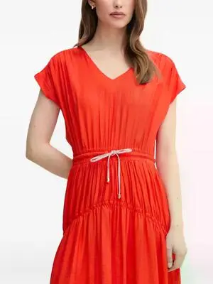 LA PETITE FRANÇAISE V-neck Midi Dress With Drawstring