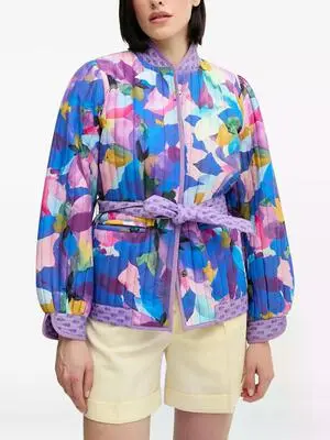 LA PETITE FRANÇAISE Vicky Floral-print Belted Jacket - Blue