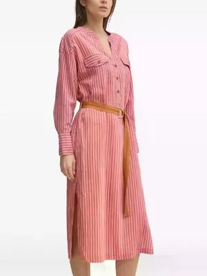 LA PETITE FRANÇAISE Reda Striped Chest-pocket Midi Shirt Dress - Pink