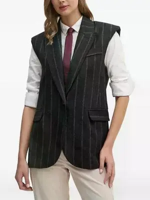 LA PETITE FRANÇAISE Valide Pinstripe Sleeveless Waistcoat - Grey