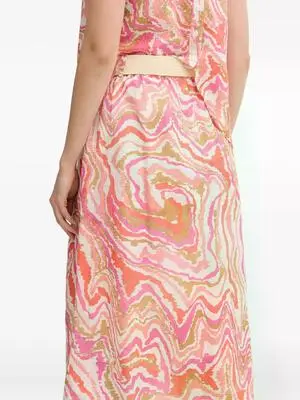 LA PETITE FRANÇAISE Buttoned Printed Midi Skirt