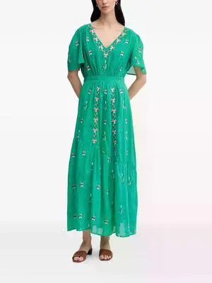 LA PETITE FRANÇAISE Rachele Embroidered V-neck Maxi Dress - Green