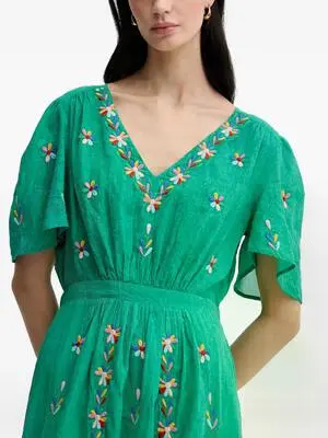 LA PETITE FRANÇAISE Rachele Embroidered V-neck Maxi Dress