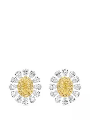 HYT JEWELRY Floral-motif Diamond Earrings - Silver