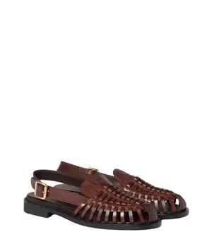 Miu Miu Leather Slingback Loafers - Coffee