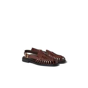Miu Miu Leather Slingback Loafers - Coffee