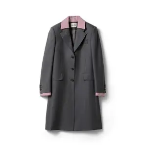 Miu Miu Single-breasted Gabardine Coat - Anthracite Gray