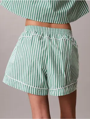 Calvin Klein Cotton Poplin Track Shorts - Penny Stripe Mardi Gras Green