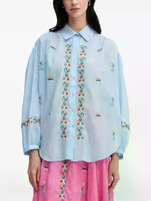 LA PETITE FRANÇAISE Floral Embroidered Button Shirt