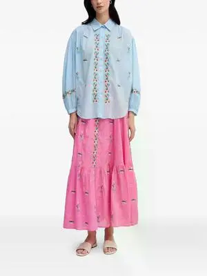 LA PETITE FRANÇAISE Floral Embroidered Button Shirt