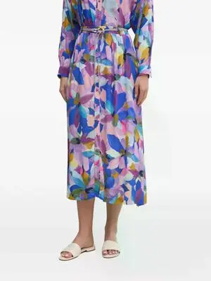 LA PETITE FRANÇAISE Floral-print Midi Skirt - Blue