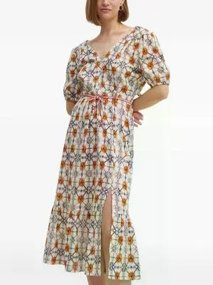 LA PETITE FRANÇAISE Printed Tie Midi Dress - Neutrals