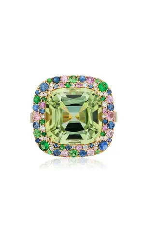 Goshwara 18k Yellow Gold Tourmaline Cushion Ring - Green
