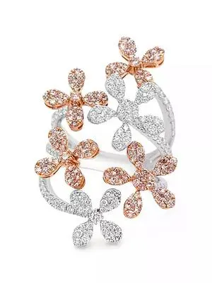 HYT JEWELRY Floral-motif Diamond Ring - Silver