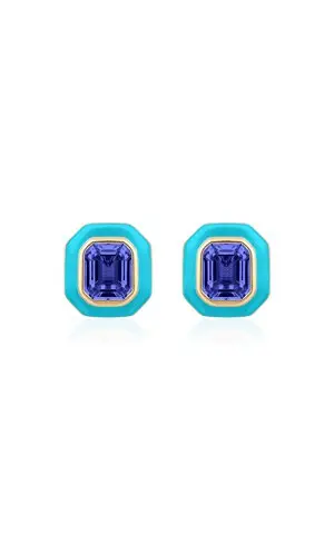 Goshwara 18k Yellow Gold Tanzanite Stud Earrings - Blue
