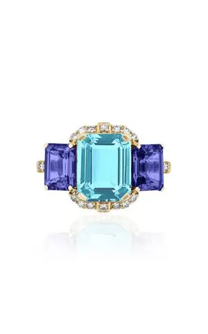 Goshwara 18k Yellow Gold Three-stone Cocktail Ring - Blue