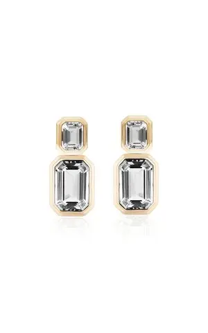 Goshwara 18k Yellow Gold 2 Tier Emerald-cut Earrings - Clear
