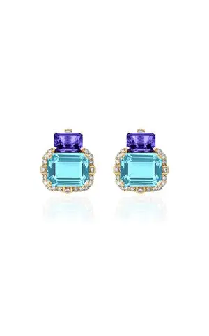 Goshwara 18k Yellow Gold Two-tone Stud Earrings - Blue