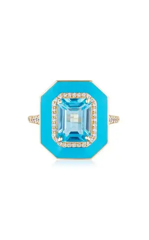 Goshwara 18k Yellow Gold Emerald-cut Enamel Ring - Blue