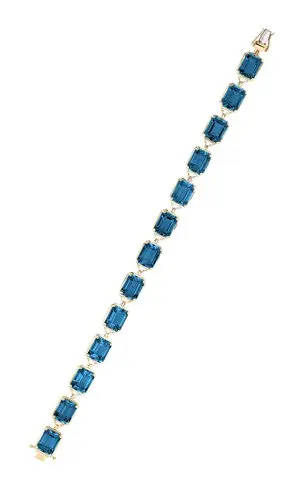 Goshwara 18k Yellow Gold Emerald-cut Tennis Bracelet - Blue