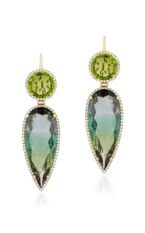 Goshwara 18k Yellow Gold Peridot And Tourmaline Earrings - Green