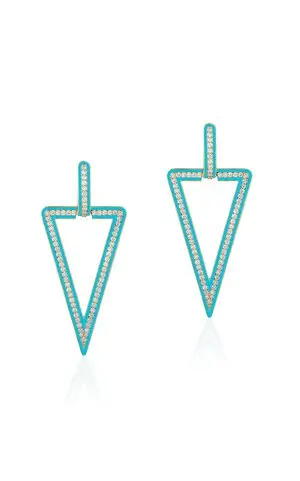 Goshwara 18k Yellow Gold Diamond Triangular Earrings With Enamel