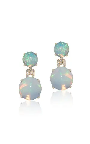Goshwara 18k Yellow Gold Opal Double Sphere Drop Earrings - White
