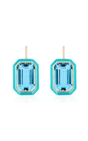Goshwara 18k Yellow Gold Enamel Drop Earrings - Blue